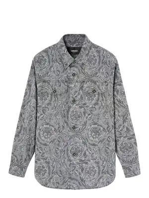 Versace Barocco Jacquard Gabardine Overshirt - Grey