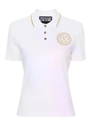 Versace Embroidered-logo Polo Top - White