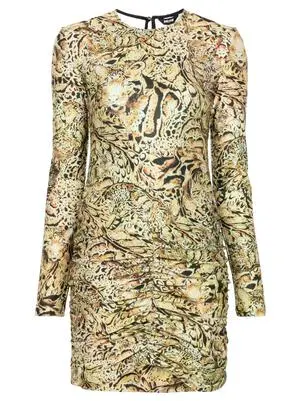Just Cavalli Tiger-print Mini Dress - Yellow