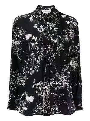 Victoria Beckham Floral-print Silk Shirt - Black
