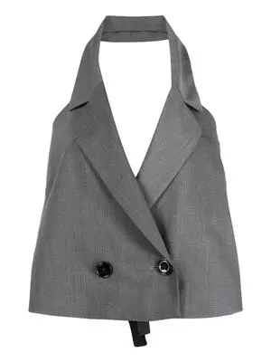 Dorothee Schumacher Button-up Halterneck Waistcoat - Grey