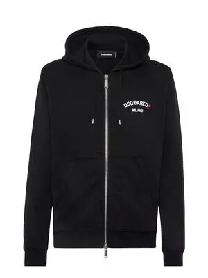 Dsquared2 Logo-print Zip-up Hoodie - Black