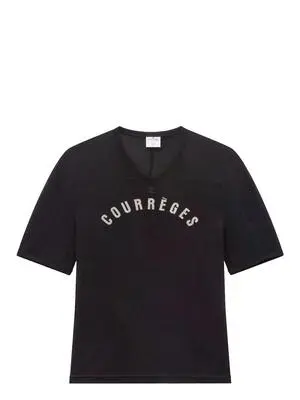COURREGES Logo-print Mesh T-shirt - Black
