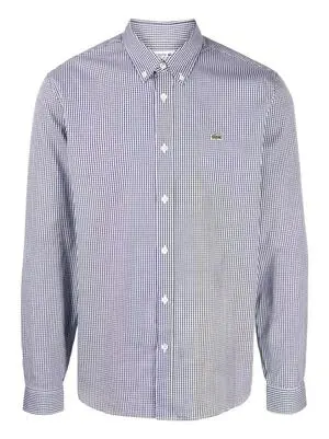 Lacoste Gingham-check Button-down Collar Shirt - Blue