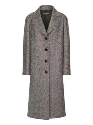 Dolce & Gabbana Herringbone Virgin Wool-blend Coat - Brown