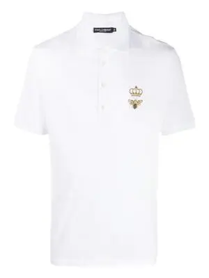 Dolce & Gabbana Embroidered Piqué Polo Shirt - White