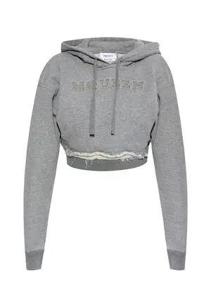 Alexander McQueen Logo-embroidered Hoodie - Grey