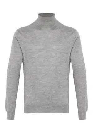 CRUCIANI Mélange-effect Cashmere-silk Blend Turtleneck Sweater - Grey