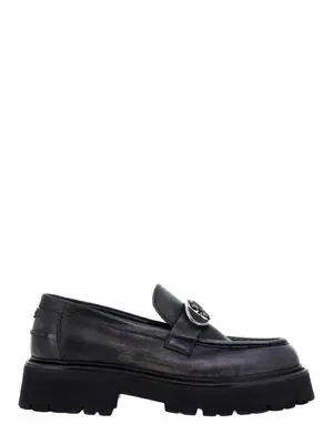 Roberto Cavalli Rc Monogram-buckle Loafers - Black