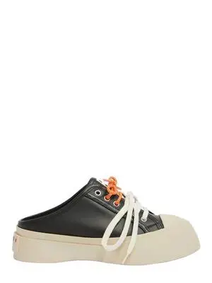 Marni Pablo Leather Lace-up Platform Sabot - Black