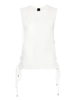 Pinko Lace-up Cotton Tank Top - White