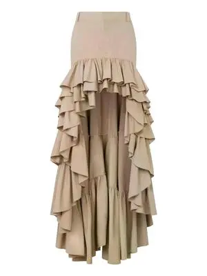 Moschino Ruffled High-low Maxi Skirt - Neutrals