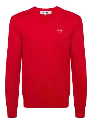 Play Comme Des Garcon Heart-patch Wool Jumper - Red