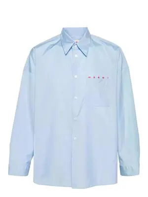 Marni Logo-print Cotton Shirt - Blue