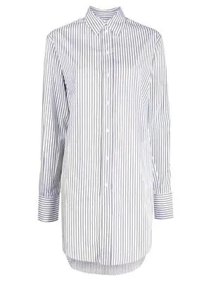 SA SU PHI Striped Silk Shirt Dress - Blue