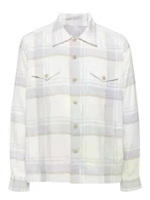 Eleventy Checked Cotton Shirt - White