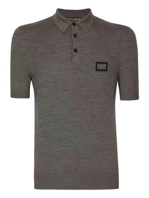 Dolce & Gabbana Logo-tag Wool Polo Shirt - Grey