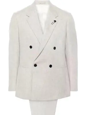 LARDINI Logo-brooch Suit - Neutrals