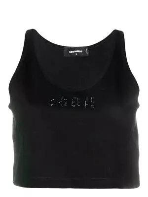 Dsquared2 Icon Rhinestone-embellished Crop Top - Black