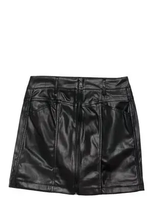 Dkny Faux Leather Mini A-line Skirt - Black