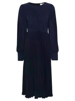 NISSA Plissé Pleated Midi Dress - Blue
