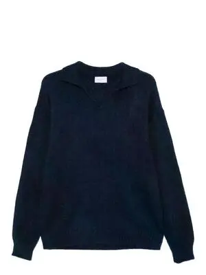 FAMILY FIRST Knitted Mohair-blend Polo Sweater - Blue