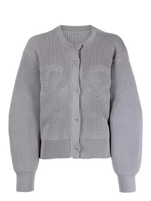 JNBY Ribbed Crew Neck Cardigan - Blue