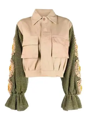 TU LIZÉ Knit-sleeve Cropped Jacket - Neutrals