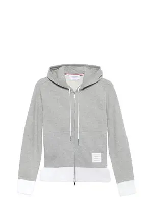 Thom Browne Loopback 4-bar Zip-up Hoodie - Grey