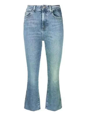 7 For All Mankind Flared Cropped Jeans - Blue