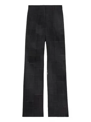 Burberry Check Wool Tailored Trousers - Black