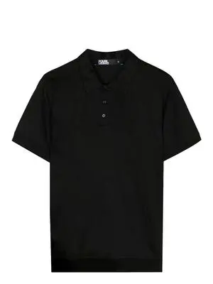 Karl Lagerfeld K/signature Cotton Polo Shirt - Black