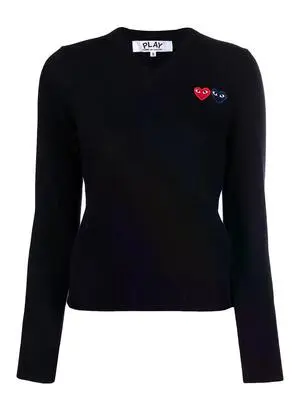 Play Comme Des Garcon Double Heart Motif Jumper - Blue