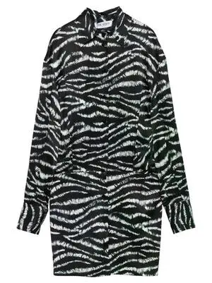 Attico Zebra-print Mini Dress - Black