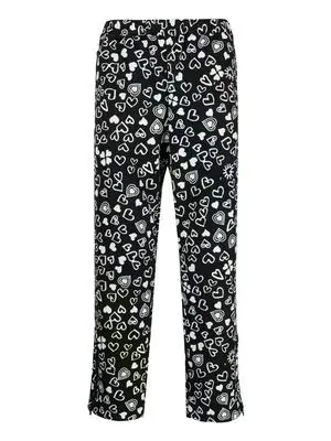 Comme Des Garçons Heart-print Cropped Trousers - Black