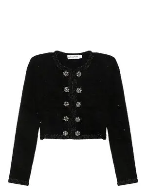 SELF-PORTRAIT Textured Knit Jacket - Black