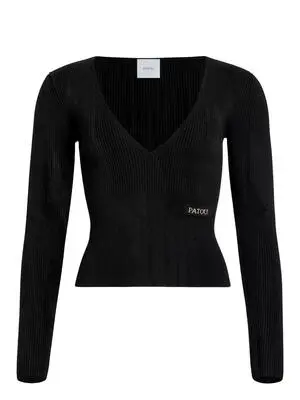 PATOU V-neck Ribbed Sweater - Black