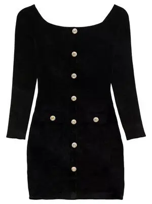 SELF-PORTRAIT Chenille Knit Mini Dress - Black