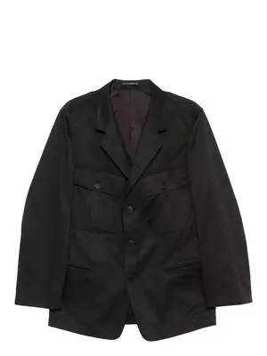 Yohji Yamamoto Pleated Twill Blazer - Black