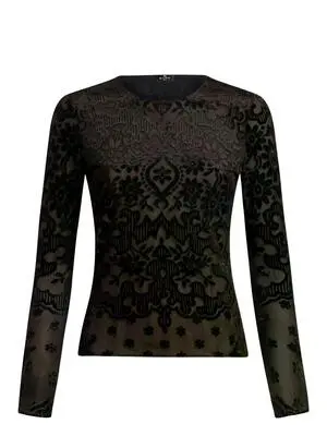 Etro Tulle And Jacquard Velvet Top - Black