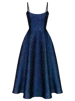 POST MERIDIEM Jacquard Corset-bustier Midi Dress - Blue