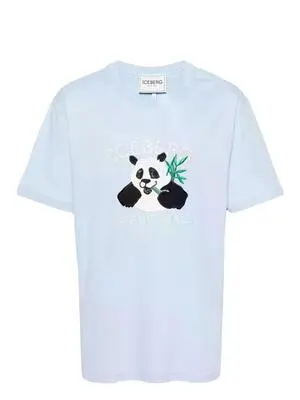Iceberg Embroidered-logo Cotton T-shirt - Blue