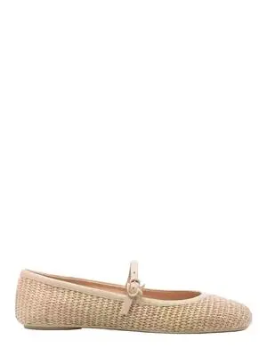 GIANVITO ROSSI Carla Raffia Ballet Flats - Neutrals