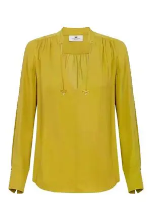 Elisabetta Franchi Logo-charm Georgette Blouse - Yellow