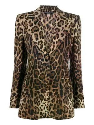 Dolce & Gabbana Leopard-print Single-breasted Blazer - Black