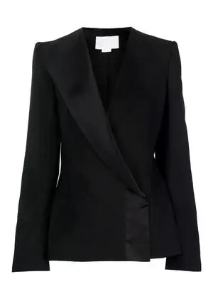 GENNY Single-breasted Asymmetric-lapel Blazer - Black