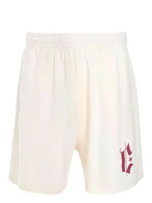 COUNTY OF MILAN Graphic Print Elasticated Waistband Shorts - Neutrals
