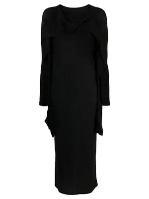 Yohji Yamamoto Twist-detail Wool Midi Dress - Black
