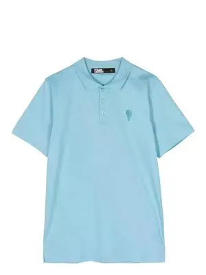 Karl Lagerfeld Ikonik Embroidered Polo Shirt - Blue
