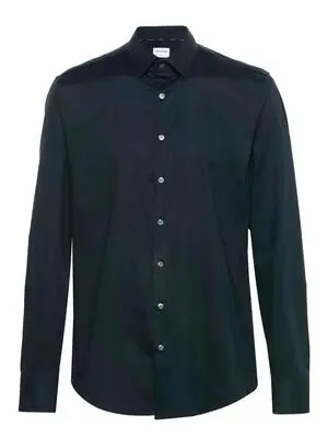 Calvin Klein Monogram-embroidered Cotton Shirt - Blue